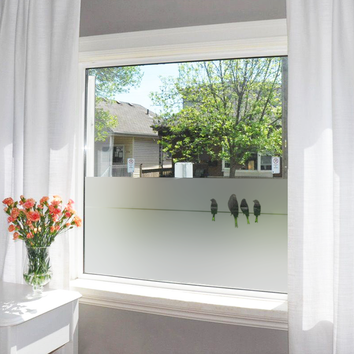 Horizontale raamfolie - Vogels op een draad | UNIQUEWINKEL